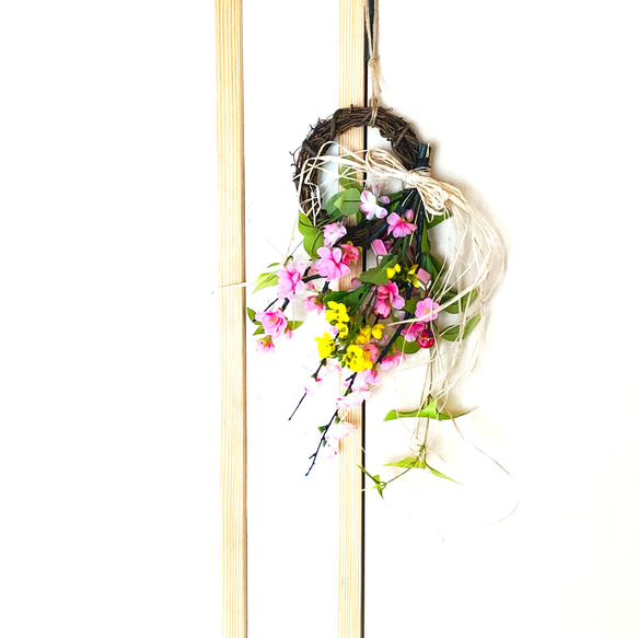 桜と菜の花 春のリース リース natural358 通販 15453913｜Creema(クリーマ)