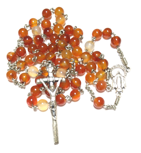 手編みロザリオ(長崎編み) 天然石-カーネリアン 210807 その他アクセサリー CONTAS 通販 15457535｜Creema(クリーマ)