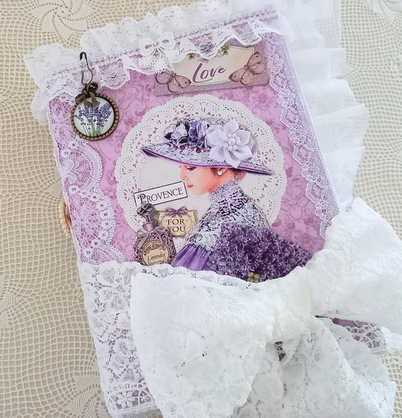 スイートラベンダーの大型ジャンクジャーナル「Miss Lavender」 手帳 +**百合工房**+ 通販 15462642｜Creema(クリーマ)