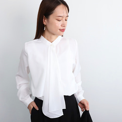 式典〜普段着も 結ばず決まる 洗えるボウタイブラウス 長袖 シワになりにくい ホワイト 0566WH ブラウス SWiMMY Clothing 通販 15471453｜Creema(クリーマ)