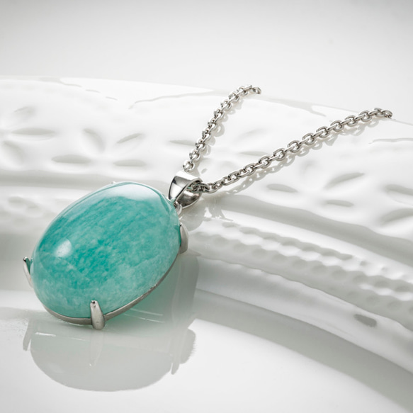 アマゾナイトAAA- オーバルネックレスSV925 ネックレス・ペンダント ベリーズファームジュエリー 通販｜Creema(クリーマ ...