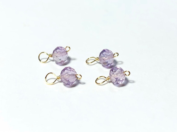 【天然石チャーム】ピンクアメジスト 4mm 14kgf 4個 ハンドメイド素材 天然石 NIAMU 通販 15495874｜Creema(クリーマ)