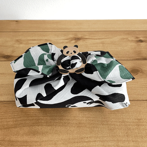 【セット】tomeko パンダ＋小風呂敷 リバーシブルクロス アヤトス ブラック グリーン ぱんだ 弁当袋・風呂敷 uoak_artshop ...