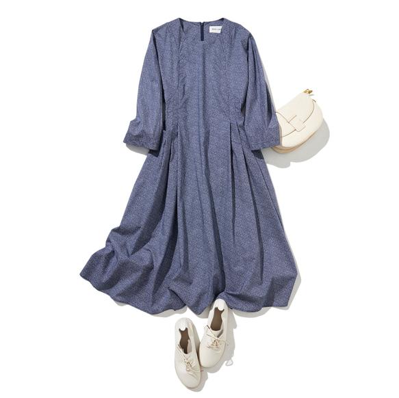 レトロな雰囲気の小花柄タック入りワンピース ロングワンピース 230216-1 ロングスカート（マキシ丈） fall-in&co(talent) 通販 15512436｜Creema(クリーマ)