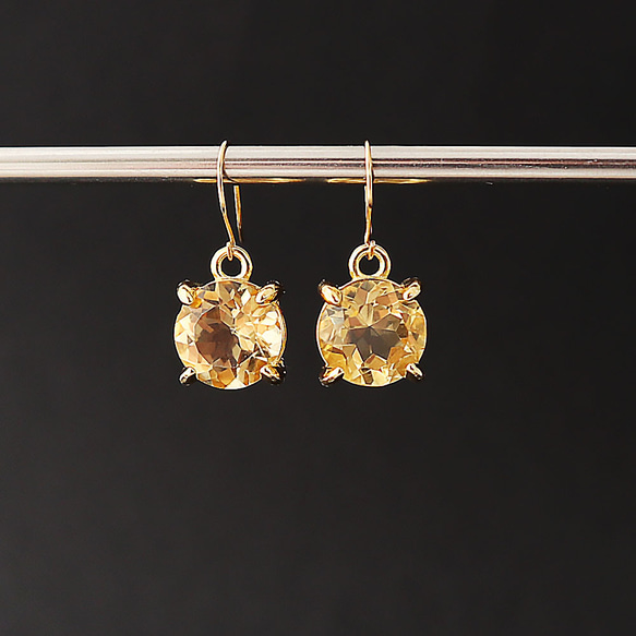 【11月誕生石】 シトリン 枠留めラウンドファセットカット 約8mm / 14kgf ゴールドフィールド製 フックピアス ピアス（フック・チェーン） koko ココ 通販 15524709 ...