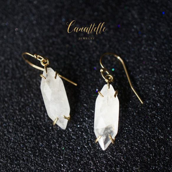 【40％OFF☆SALE】14kgf Gemstone クリアークォーツ・ピアス ~clear quartz~ ピアス（フック・チェーン） Canattelle 通販｜Creema(クリーマ ...
