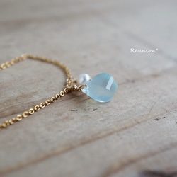 ライトブルージェード（天然クォーツァイト）ネックレス 14KGF ネックレス・ペンダント petit la reve 通販 15534391｜Creema(クリーマ)