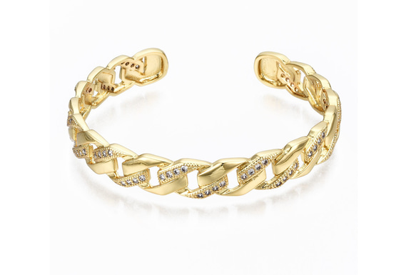 16KGP 金メッキ ジルコニア入りカフバングル バングル・リストバンド STAR FAIRY 通販 15539227｜Creema(クリーマ)