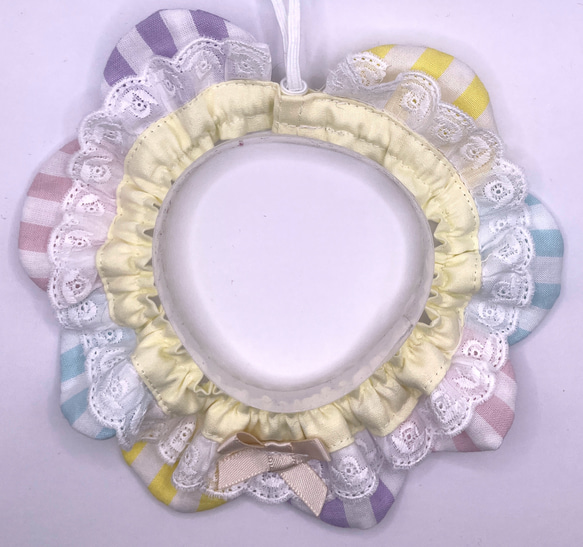 猫ちゃんザビエル首輪 カラフルストライプ ️フリル リード・首輪 kitten blue 通販 15544950｜Creema(クリーマ)