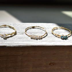 [K14gf] ダイヤモンド ボタンカット ブルー、コード編み / ゴールドフィルドリング 指輪・リング mayumi rings 通販 15546415｜Creema(クリーマ)