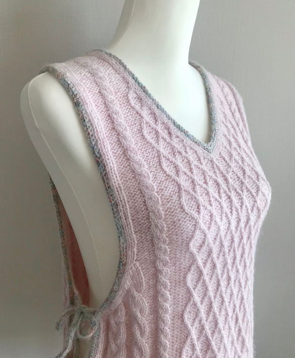 手編みベスト ピンク ニット・セーター kuma1101 通販 15552356｜Creema(クリーマ)