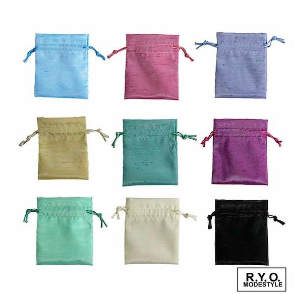 スクエア タイシルク風 巾着M サイズ10枚 OEM可能 W85xH100mm その他雑貨 街の台紙屋さん 通販 15552551 ...