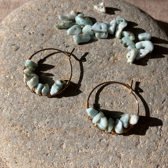 Larimar Hoop Earrings – ラリマー - ピアス（フープ） souleo 通販｜Creema(クリーマ) 15564940
