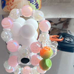 【a127】 ︎新作 ︎ 蜜柑×ヘビーピンク色【子供大人兼用☆スマホショルダー】全機種対応/多用途指ストラップ ネックストラップ Coco’s ...