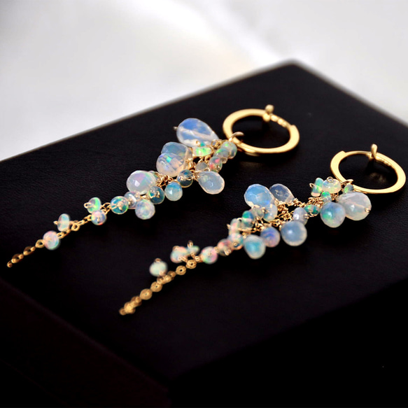 14kgf/極上の煌めきプレシャスオパールシャンデリアイヤリング・ピアス イヤリング・ノンホールピアス mumu 通販 15593263｜Creema(クリーマ)