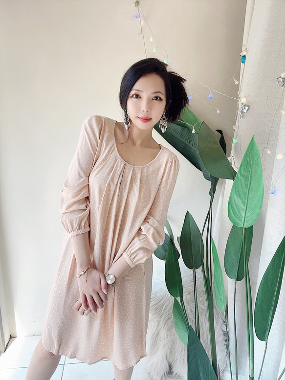 ショコララフィン ライトピンク やさしく水玉 アンティークシルク ドレス ヴィンテージ ワンピース 河水山 通販｜Creema(クリーマ ...