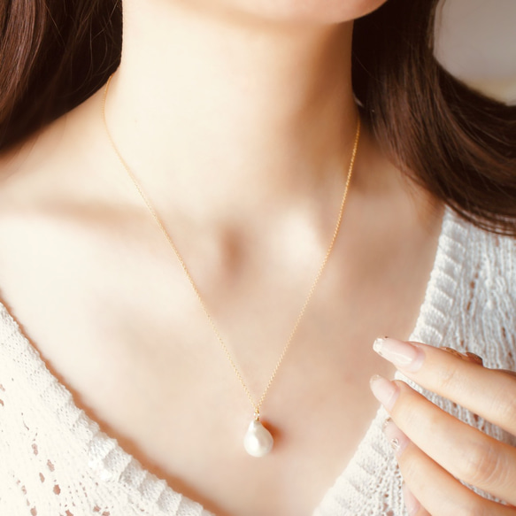 14kgf 一粒バロックパール ミドルレングス・ネックレス（45cm） ネックレス・ペンダント Canattelle 通販 15607073｜Creema(クリーマ)