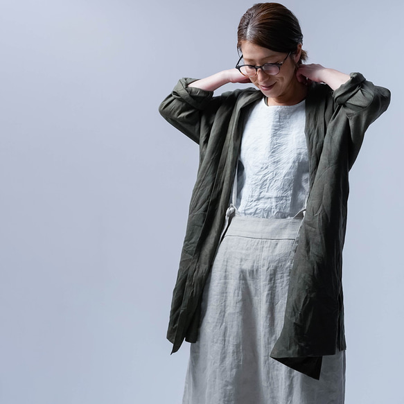 【wafu】リネンローブ もう手放せません 軽く肌が心地いい 美シルエットのローブ / 柳煤竹 h016c-ysk1 カーディガン soco ...