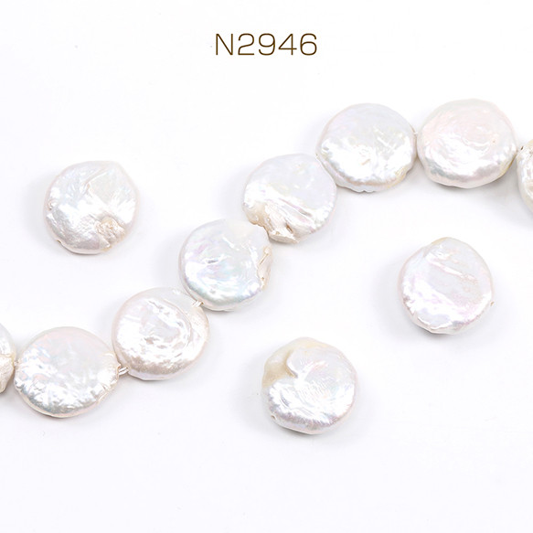 N2946 3個 淡水パールビーズ 天然素材 コイン型 17mm 3X（1ヶ） パール beads&parts【プロフ必読】 通販 ...