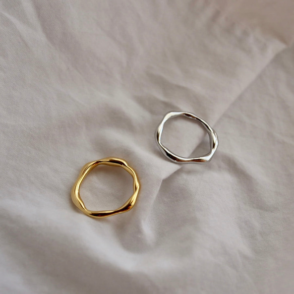 shiny thin wave ring 指輪・リング cocoro.t 通販｜Creema(クリーマ) 15624527