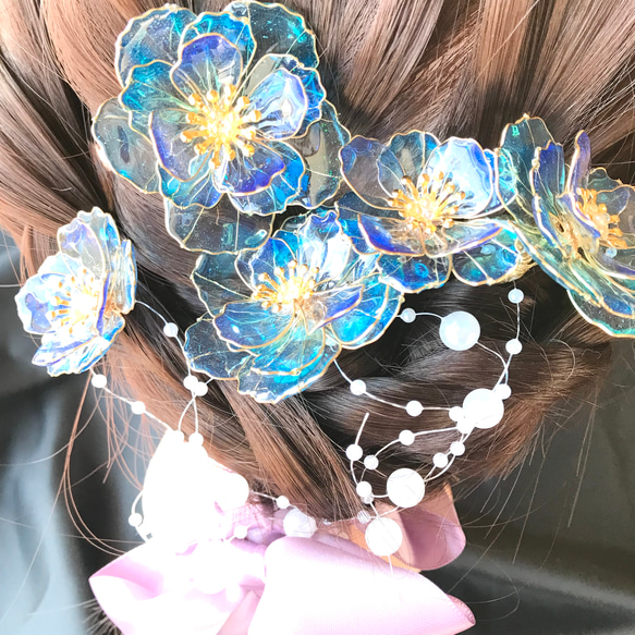 花浅葱/髪飾りセット その他ヘアアクセサリー 99gb(ナイン)花つくる魔女 通販｜Creema(クリーマ) 15626071