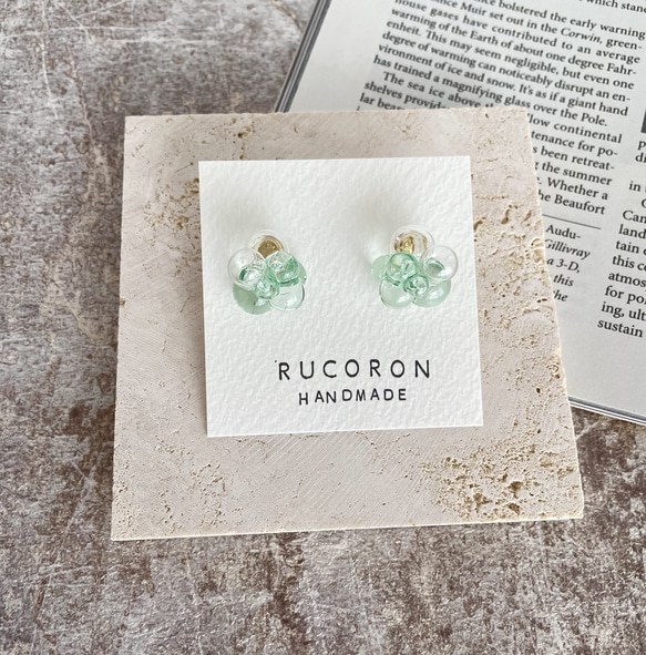 Bublle mini （グリーン） イヤリング・ノンホールピアス Rucoron 通販 15626100｜Creema(クリーマ)