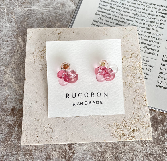 Bubble mini （ピンク） ピアス（スタッド・一粒） Rucoron 通販｜Creema(クリーマ) 15626221