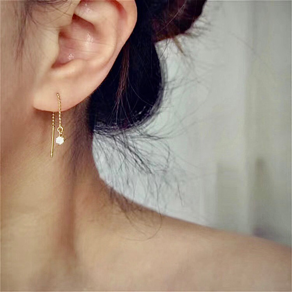 [] 925純製 14kgp 876# CZ ジルコンア キューブ アメリカンピアス ピアス（フープ） Tiara88 通販 15628957｜Creema(クリーマ)