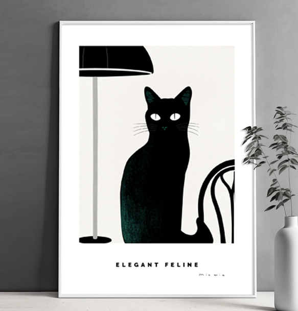 アートポスター カフェの黒猫 felin No.1(A4,A2,A1,A0 選べる4 アートポスター カフェの黒猫 felin No.1(A4,A2,A1,A0 選べる4