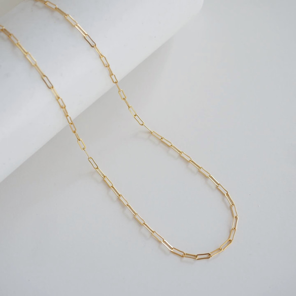 14kgf 華奢 ゴールドチェーンネックレス ボックスチェーン 長方形ネックレス ネックレス・ペンダント mini 通販 15639568｜Creema(クリーマ)