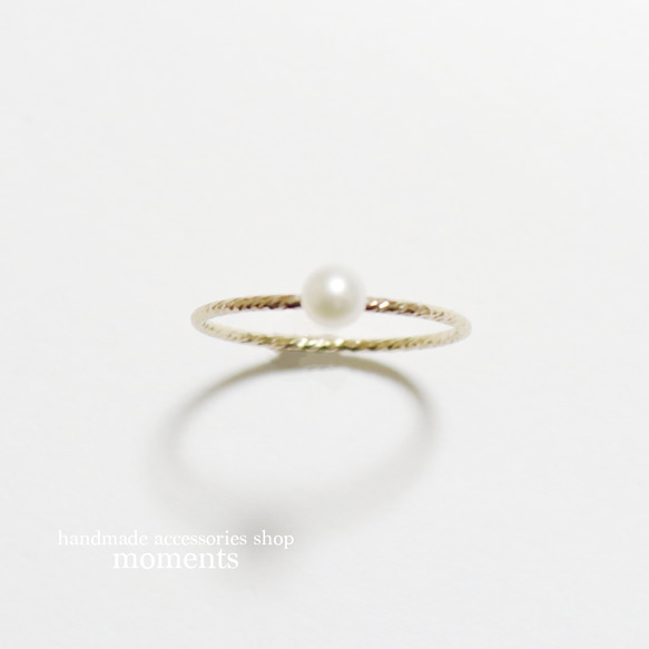 14kgf 淡水パールのシンプルかわいい一粒スパールクデザイン華奢リング 指輪・リング moments 通販 15651417｜Creema(クリーマ)