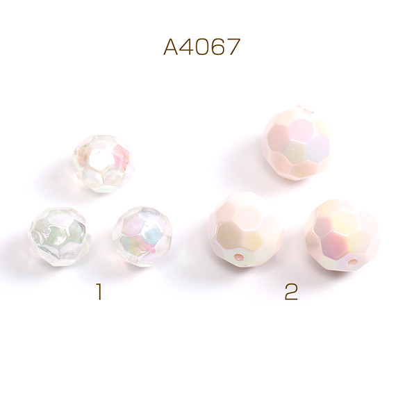 A4067-1 30個 高品質アクリルビーズ オーロラビーズ ラウンドカット 3X（10ヶ） ビーズ beads&parts【プロフ必読 ...