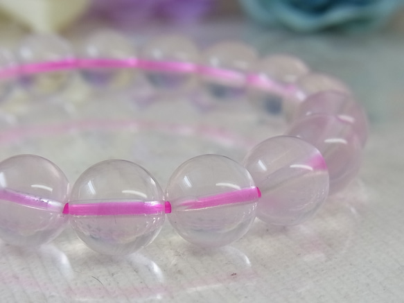 高品質 マダガスカル産 大粒 スターローズクォーツ10.5㎜ 美しい スター効果 透明感 ピンク 天然石ブレスレットH1 ブレスレット ねこの ...