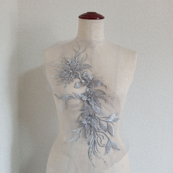 AZ013シルバー 立体お花モチーフレース 胸元レース 刺繍レース 6色展開 レース AOLZER（全国一律送料無料） 通販 15680064 ...