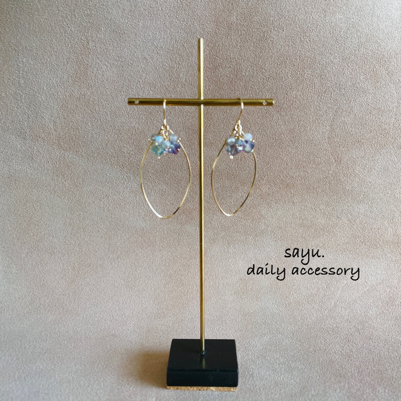 【14kgf】フローライトとラブラドライトのフープピアス ピアス（フープ） sayu. 通販 15680947｜Creema(クリーマ)