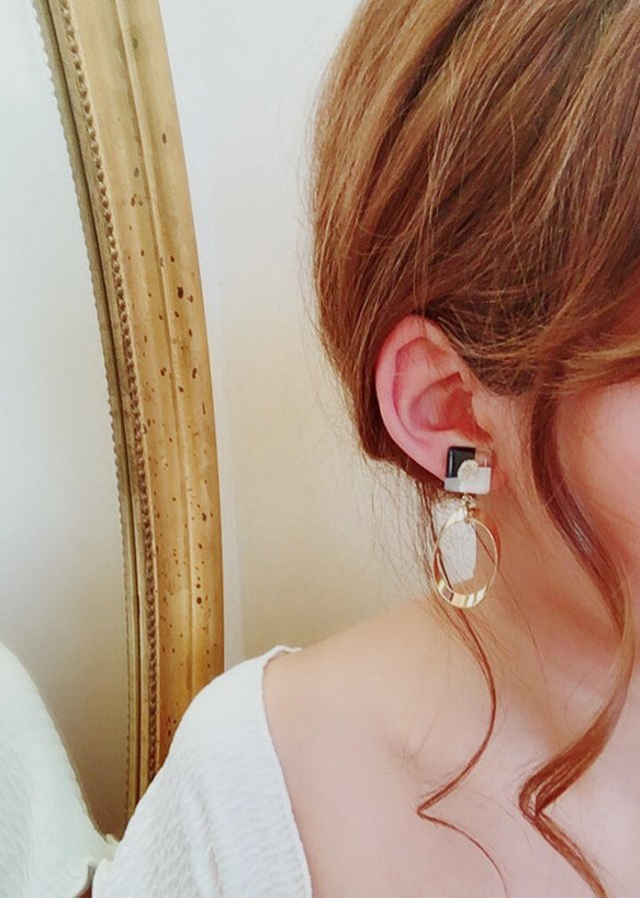 Square 3color oval hoop pierce/earring イヤリング・ノンホールピアス A.D.G®︎ 通販 15682450｜Creema(クリーマ)