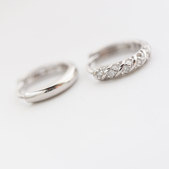 SV925 スターリングシルバー CZ付 プチ フープピアス 1ペア ピアス（フープ） Trois anges 通販 15693852｜Creema(クリーマ)