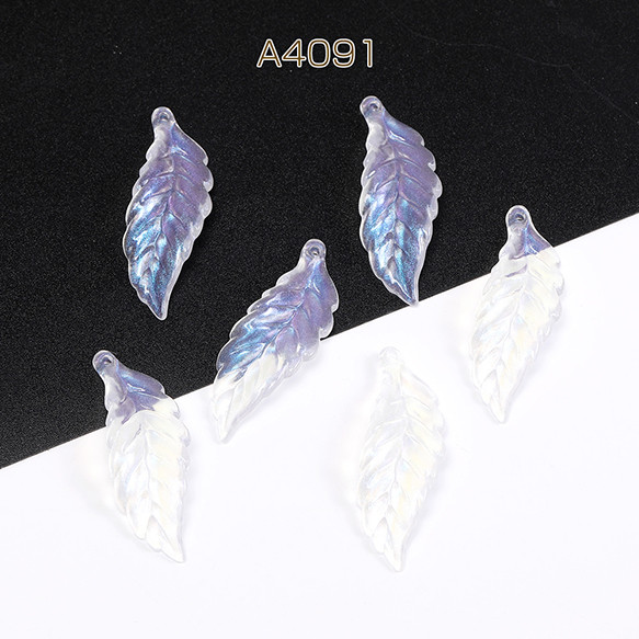 A4091 30個 アクリルチャーム オーロラパーツ リーフ 1穴 14×40mm 3X（10ヶ） チャーム beads&parts【プロフ ...