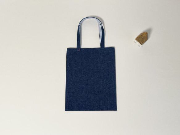 ミニバック 御朱印帳入れにも ＊ ブルーデニム（ギンガムチェック） トートバッグ ak.66 通販 15704602｜Creema(クリーマ)