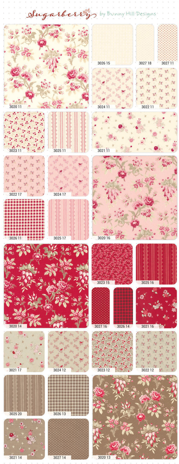 「Sugarberry」moda Charm Pack (42枚) Bunny Hill Desigs はぎれ studio peperin ...