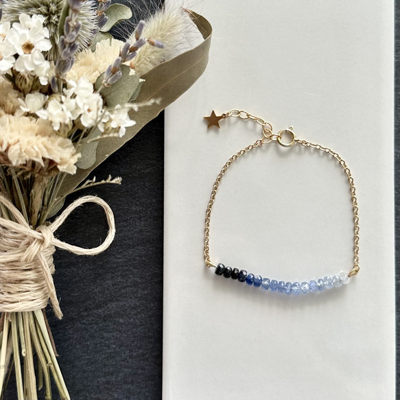 グラデーションサファイア K14GF パターンチェーン ブレスレット ブレスレット hope45 通販 15709210｜Creema(クリーマ)