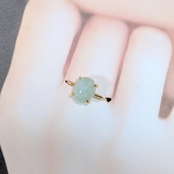 【SV925製18KGP】大きめビルマ産翡翠AAAオーバルリング／10×8㎜／11号／18金コーティング 指輪・リング samasama 通販 15723147｜Creema(クリーマ)