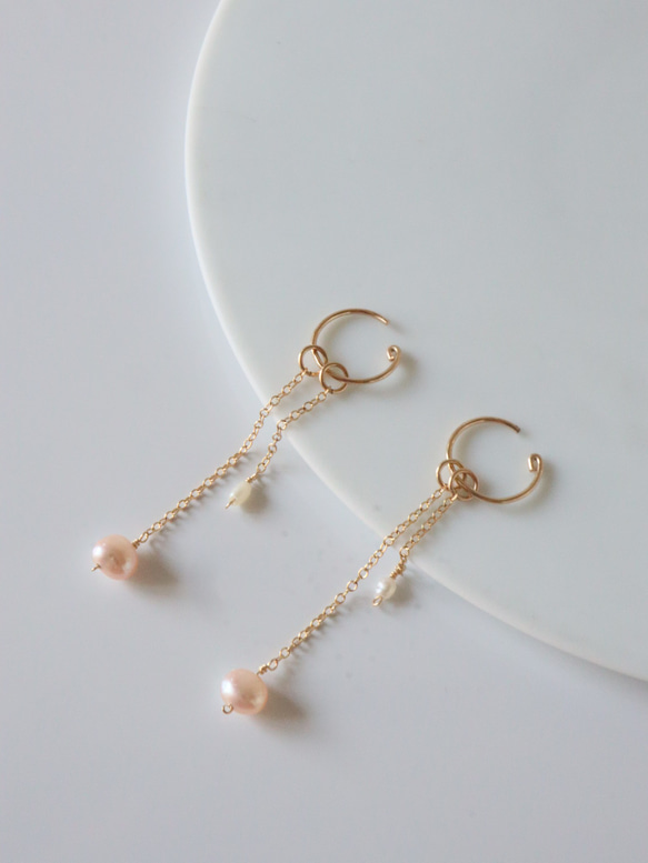 14kgf 2連チェーン 多way チャーム イヤリング・ノンホールピアス simpRay 通販 15731270｜Creema(クリーマ)