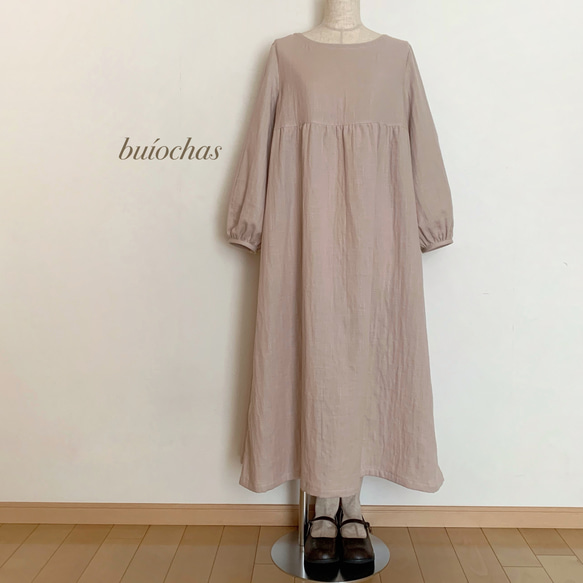 Wガーゼ 胸元切り替えワンピース(beige) ワンピース buíochas 通販 15731639｜Creema(クリーマ)