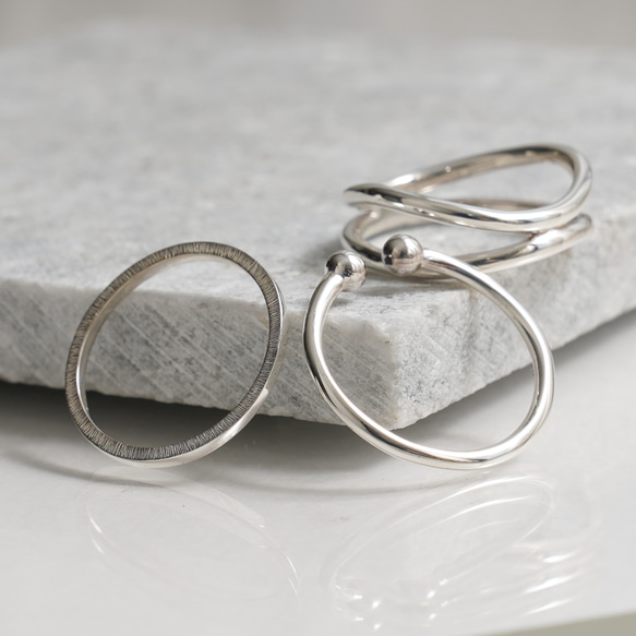 【Outfit SET】3 Simple Silver RINGs / SV925 ≪送料無料≫ 指輪・リング Kumpel by p 通販 15735369｜Creema(クリーマ)