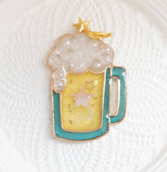 あわあわビール 〜のどごし〜 ハンドメイド帯留め 帯留め ありがとう 通販 15738679｜Creema(クリーマ)