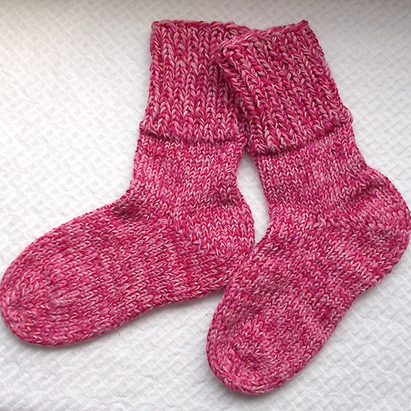 23.5～24.5㎝くらいの方用 厚手の手編み靴下 ウール100％ 毛糸を約215g以上使用した分厚い靴下（61） 靴下 hazako 通販 15739836｜Creema(クリーマ)