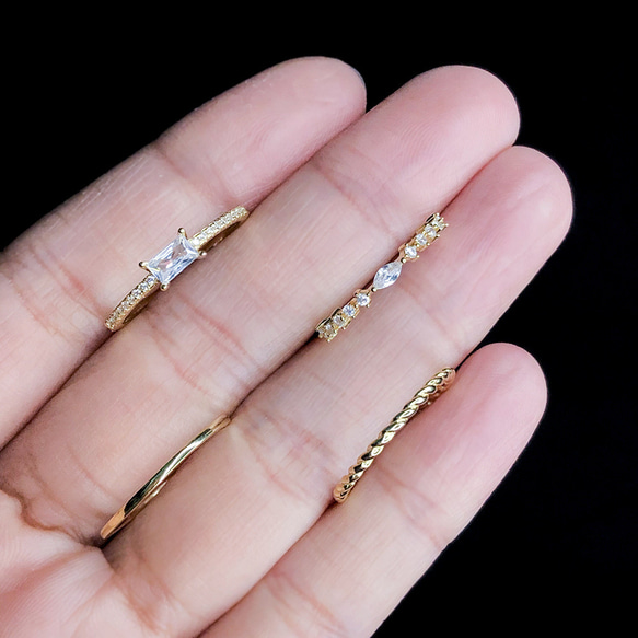 S925シルバー 細めダイヤリング k14gp 重ねつけ・定番の一品♪ アレルギーに優しい 指輪・リング 天然石アクセサリーのfiracia 通販 15750731｜Creema(クリーマ)