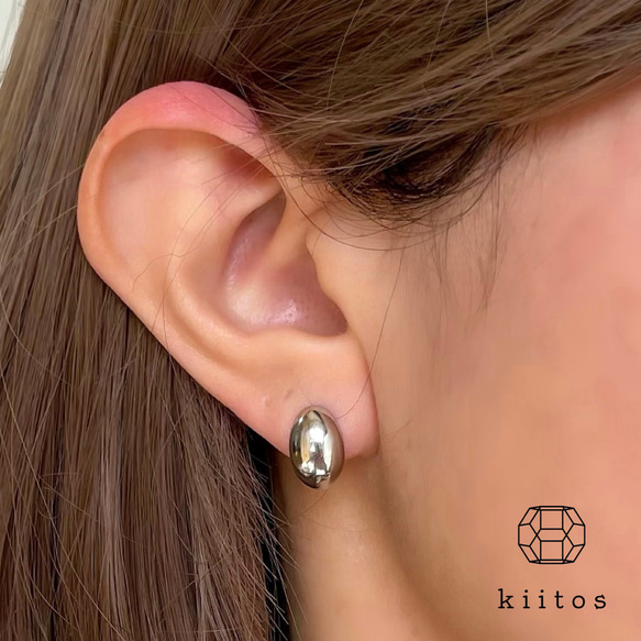 つけっぱなし！OK♪ 316L サージカルステンレス ぷっくり ビーンズ ピアス アレルギーフリー ステンレス ピアス（フープ） kiitos★金属アレルギー対応アクセ 通販 15752171 ...