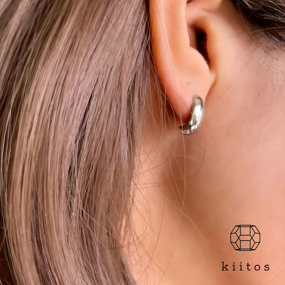 つけっぱなし！OK♪ 316L サージカルステンレス ぷっくり ビーンズ ピアス アレルギーフリー ステンレス ピアス（フープ） kiitos★金属アレルギー対応アクセ 通販 15752171 ...